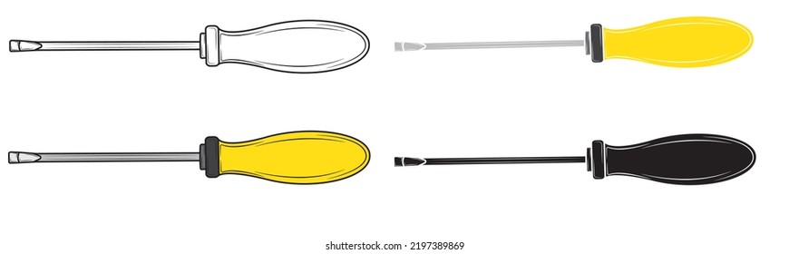 Set Screwdriver Illustration Isolated On White Stock Vector (Royalty ...