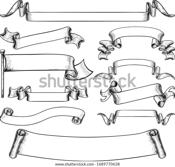 Set Scrolls Flags Paper Banners Parchment Stock Vector (Royalty Free ...