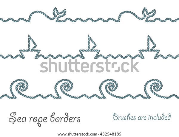 Set Sea Themed Borders Made Nautical Stock Vector (Royalty Free ...