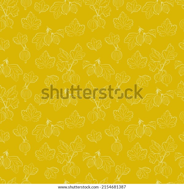 Set Seamless Background Gooseberry Line Drawing Stock Vector (Royalty ...