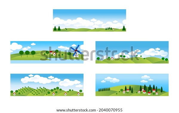 Set Seamless Borders Summer Rural Landscapes Stock Vector (Royalty Free ...
