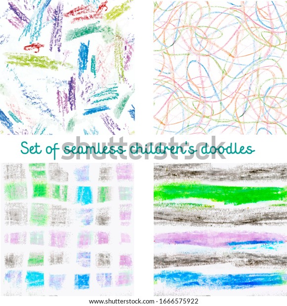 Set Seamless Childrens Doodles Vector Print Stock Vector (Royalty Free ...