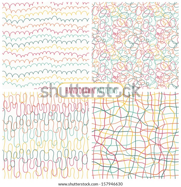 Set Seamless Color Hand Drawn Patterns Stock Vector (Royalty Free ...