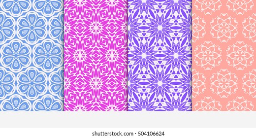 Set Seamless Floral Color Pattern Ethnic Stock Vector (Royalty Free ...