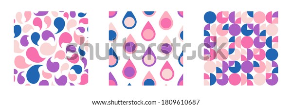 Set Seamless Retro Futuristic Patterns Coloured Stock Vector (Royalty ...