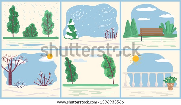 Set Seasons Bad Good Weather Conditions Stock Vector (Royalty Free ...