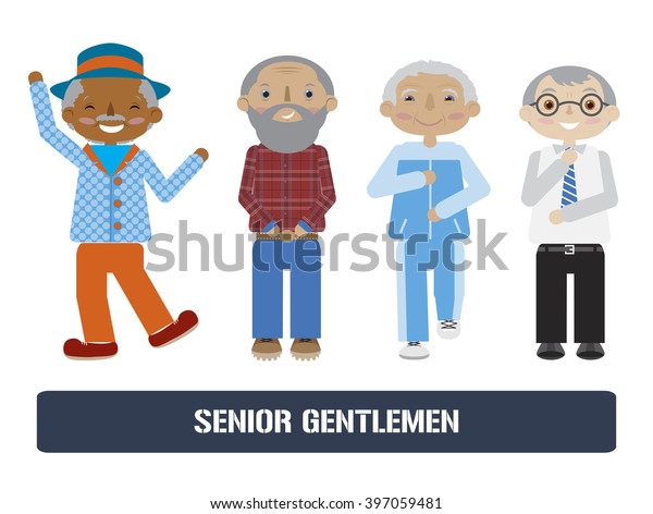 Set Senior Citizens Flat Cartoon Vector Stock Vector (Royalty Free ...