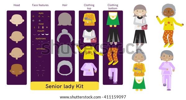 Set Senior Citizens Flat Cartoon Vector Stock Vector (Royalty Free ...