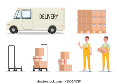 Set Service Delivery Vector Illustration Flat Stock Vector (Royalty ...