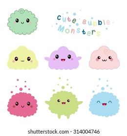 Set Seven Cute Bubble Monsters Vector Stock Vector (Royalty Free ...