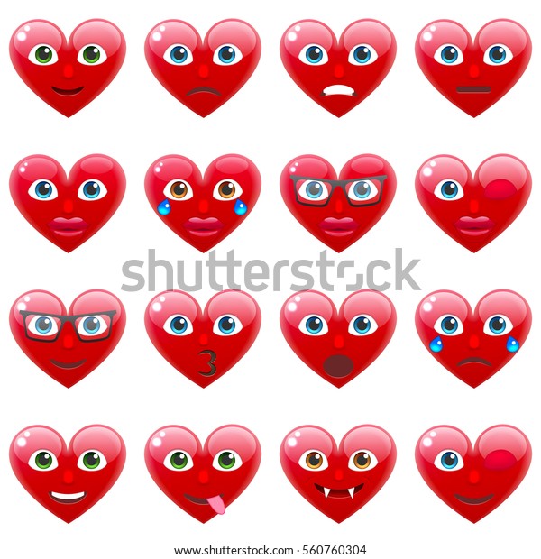 Set Sexy Red Heart Smile Emoticons Stock Vector (Royalty Free ...