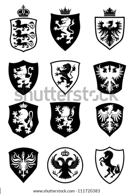 Set Shield Heraldry Stock Vector (Royalty Free) 111720383