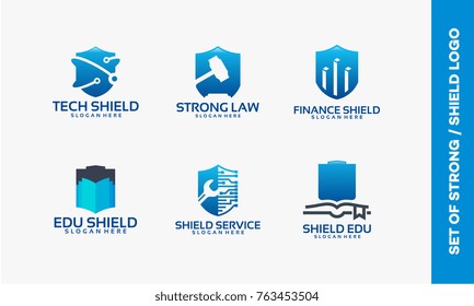 Set Shield Logo Designs Set Strong Stock Vector (Royalty Free ...