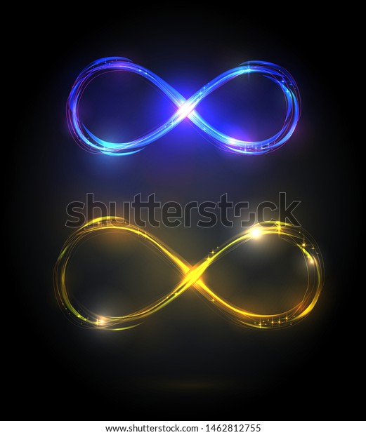 Set Shining Infinity Symbols Blue Yellow Stock Vector (Royalty Free ...
