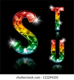Set Shiny Diamond Spectrum Colored Characters Stock Vector (Royalty ...
