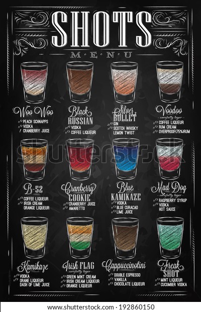 Set Shots Menu Drinks Names Retro Stock Vector (Royalty Free) 192860150 ...