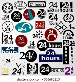 Set Signs 24th Hours Stock Vector (Royalty Free) 368693213 | Shutterstock