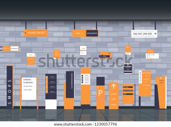Set Signs Business Direction Wall Mount Stock Vector (Royalty Free ...