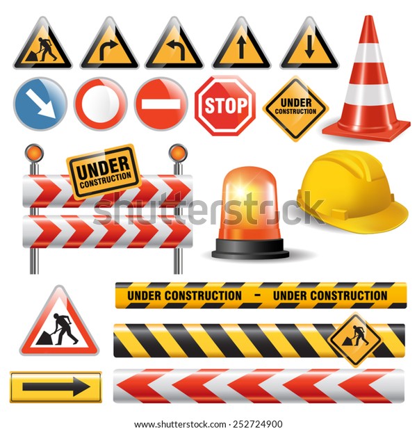Set Signs Symbols Under Construction Vector Stock Vector (Royalty Free ...