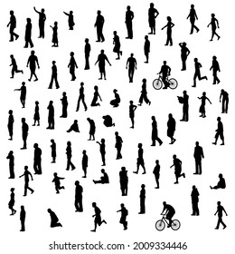 Set Silhouette People Standing Different Poses Stock Vector (Royalty ...