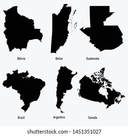 Set Silhouettes America Countries Vector Illustration Stock Vector ...