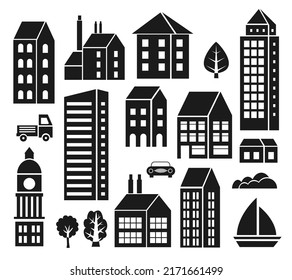 Set Silhouettes Architecture Vector Illustration City Stock Vector ...