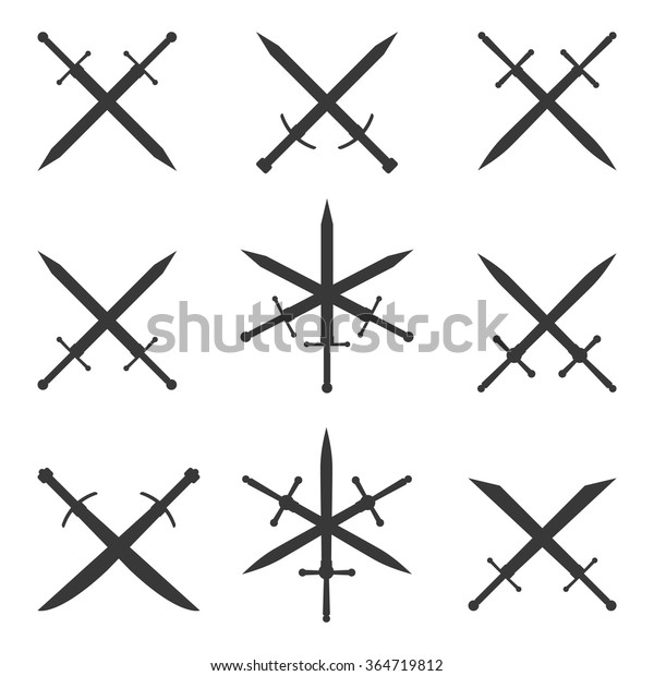 Set Silhouettes Combat Crossed Swords On Stock Vector (Royalty Free ...