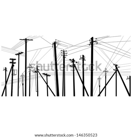 Set Silhouettes Electric Poles Stock Vector (Royalty Free) 146350523 ...