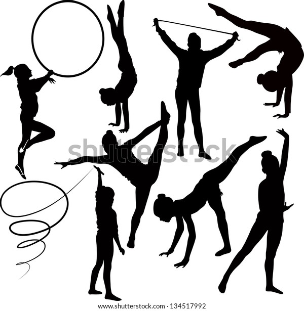Set Silhouettes Girl Gymnast Athlete Isolated Stock Vector (Royalty ... Set Silhouettes Girl Gymnast Athlete Isolated Stock Vector (Royalty ...