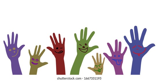 Set Silhouettes Human Palms Colored Hands Stock Vector (Royalty Free ...