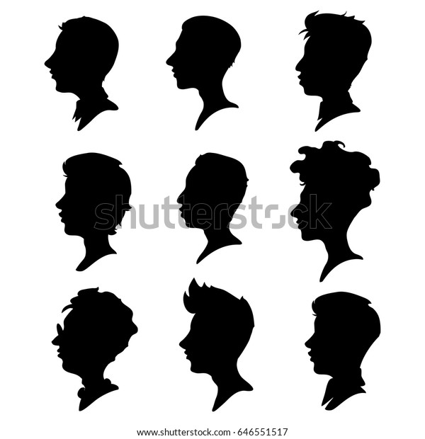 Set Silhouettes Male Profile Vector Stock Vector (Royalty Free) 646551517