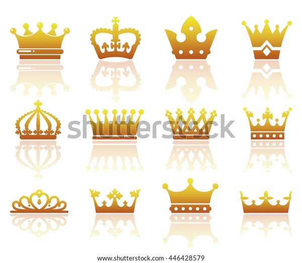 Set Silhouettes Stylized Images Crown : image vectorielle de stock ...