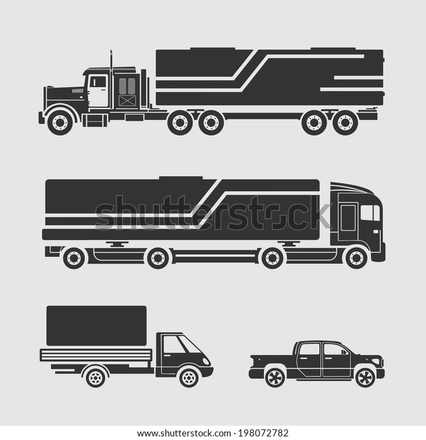 Set Silhouettes Trucks Depicted Prototypes Nonexistent: vector de stock ...