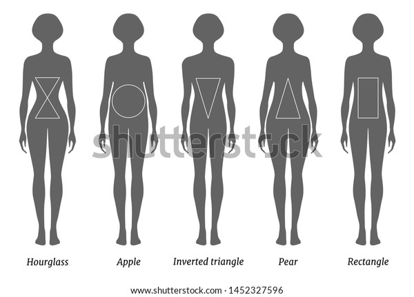 Set of silhouettes of various female figures. Vector illustration. Body ...