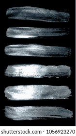 Set Silver Brushes On Black Background Stock Vector (Royalty Free ...
