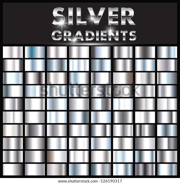 Set Silver Gradientsmetallic Squares Collection Stock Vector (Royalty ...