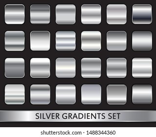 Set Silver Gradientssilver Backgrounds Collection Stock Vector (Royalty ...