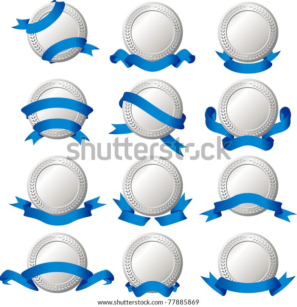 Set Silver Medal Ribbon Stock Vector (Royalty Free) 77885869 | Shutterstock