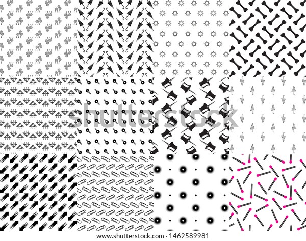 Set Simple Black White Patterns Different Stock Vector (Royalty Free ...