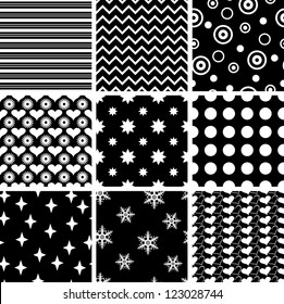 Set Simple Black White Seamless Patterns Stock Vector (Royalty Free ...