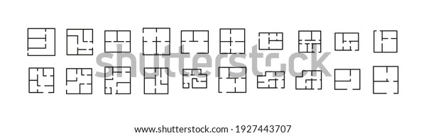 Set Simple Blueprint Line Icons Outline Stock Vector (Royalty Free ...