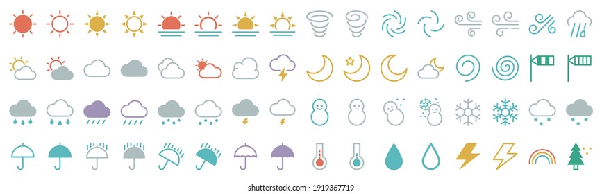 Set Simple Climate Icons Flat Style Stock Vector (Royalty Free ...