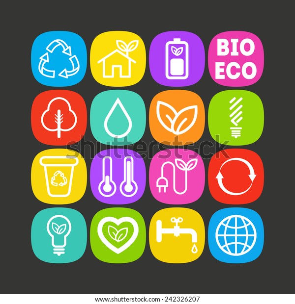 Set Simple Ecology Icons Stock Vector (Royalty Free) 242326207 ...
