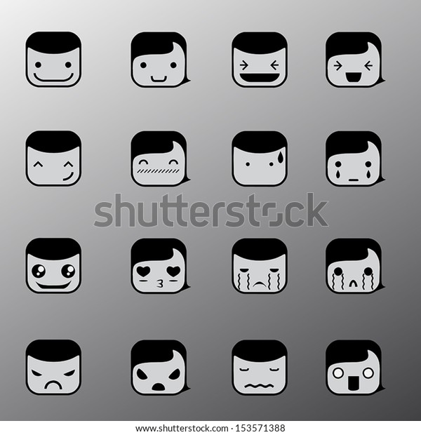 Set Simple Emotion Face Symbols Icons Stock Vector (Royalty Free ...