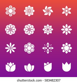 Set Simple Flowers Icons Stock Vector (Royalty Free) 583482307 ...