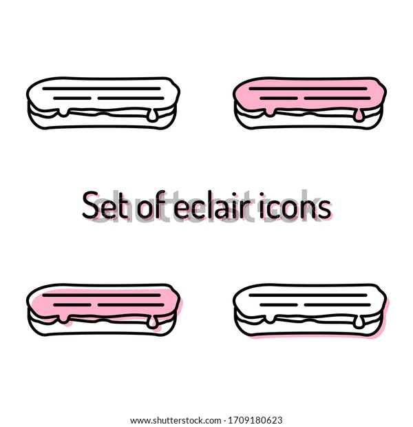 Set Simple French Eclair Icons Black Stock Vector (Royalty Free ...