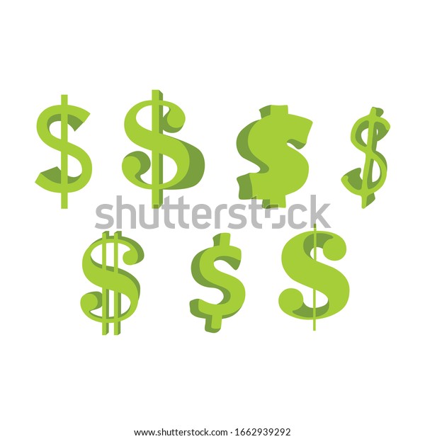 Set Simple Green Dollar Sign Vector Stock Vector (Royalty Free ...