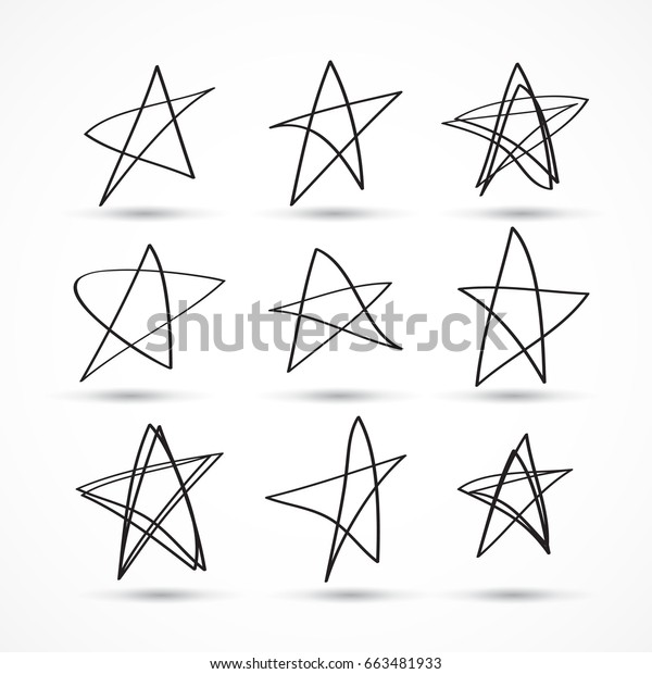Set Simple Hand Drawn Stars Handdrawn Stock Vector (Royalty Free ...