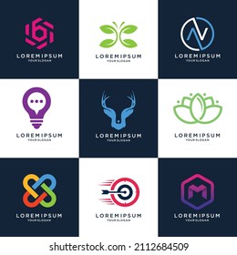 Set Simple Modern Elegan Logo Template Stock Vector (Royalty Free ...