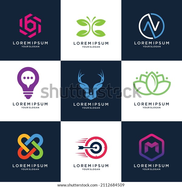 Set Simple Modern Elegan Logo Template Stock Vector (Royalty Free ...